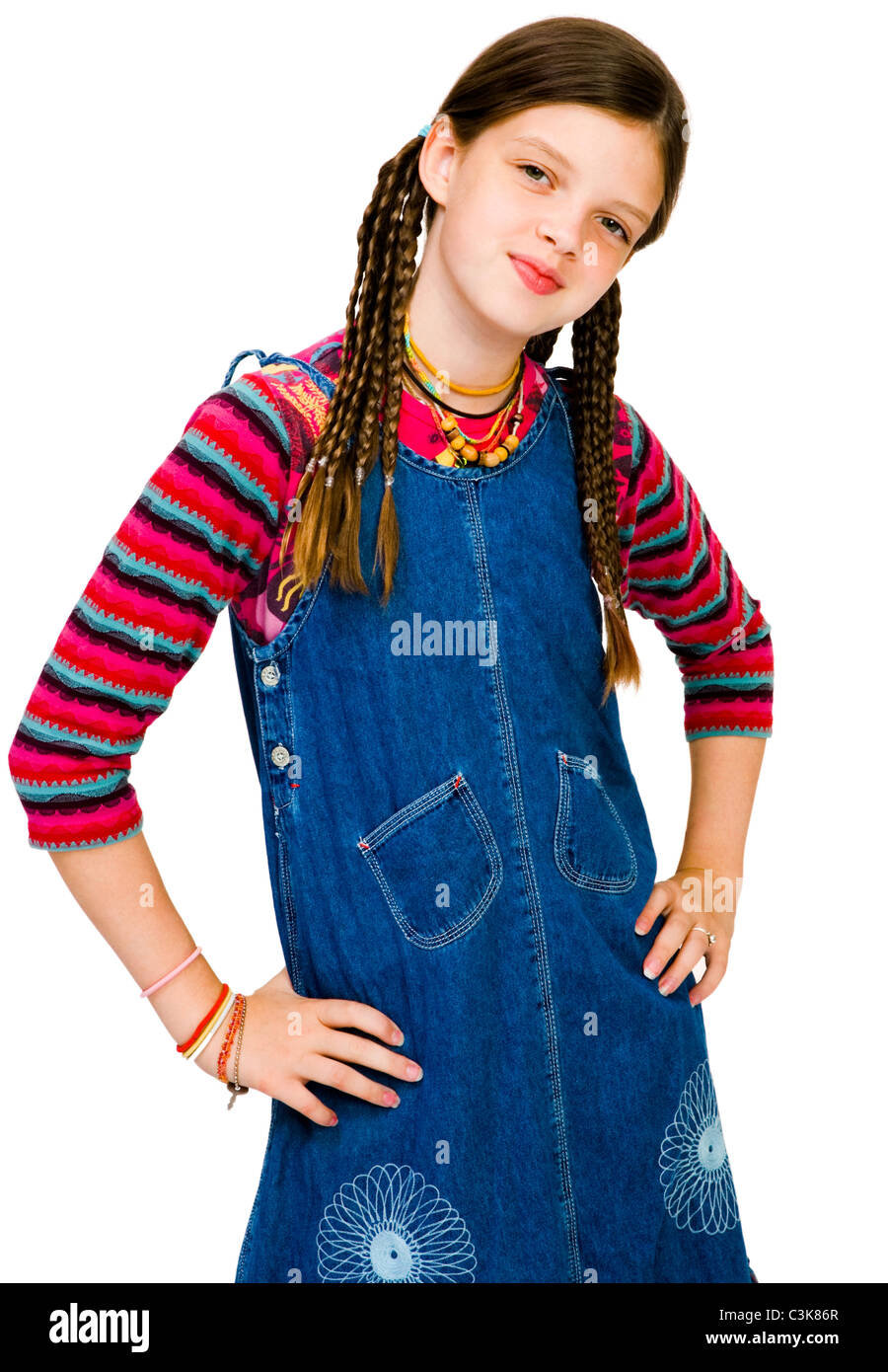 Confident girl posing and smiling isolated over white Stock Photo - Alamy