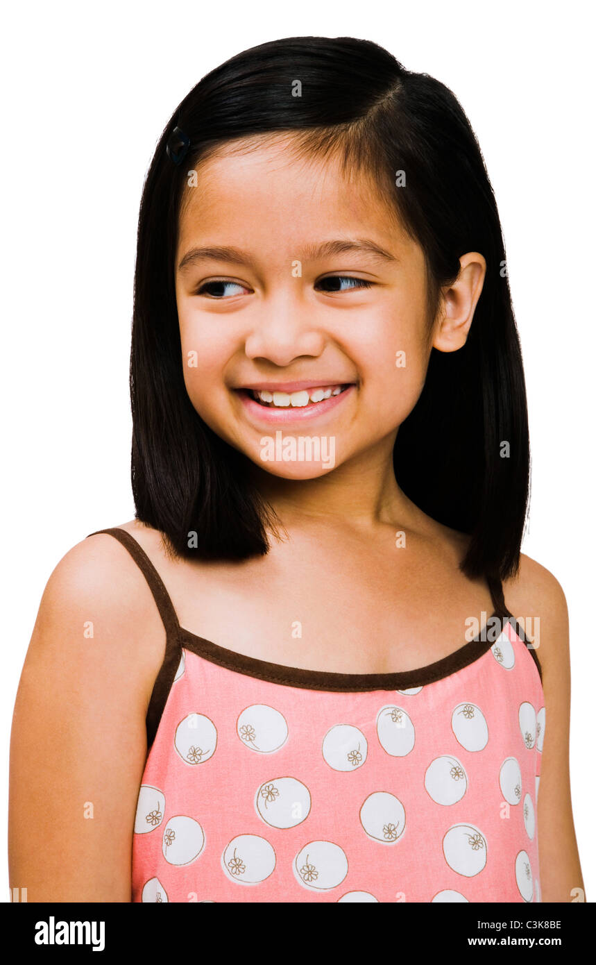Cute girl smiling and posing isolated over white Stock Photo - Alamy