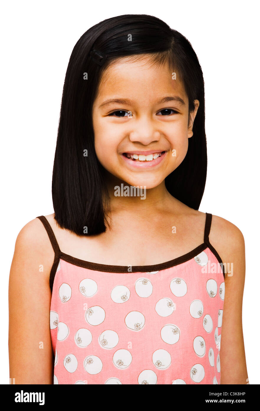Happy girl posing isolated over white Stock Photo - Alamy