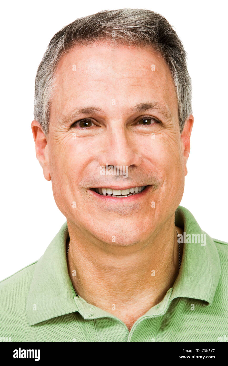 Portrait of a man smiling isolated over white Stock Photo - Alamy