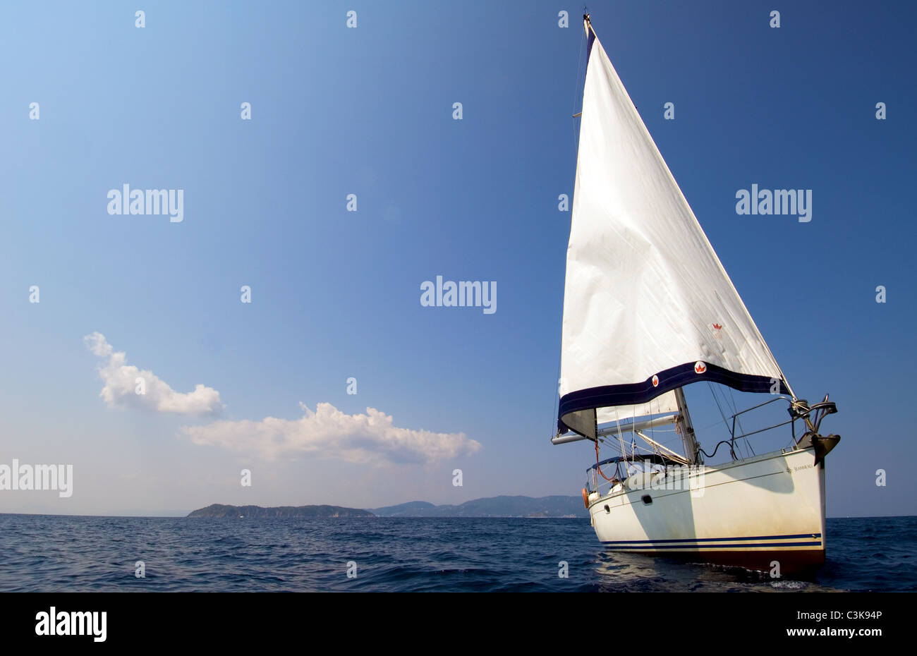 Sailboat view from the sea Stock Photo - Alamy