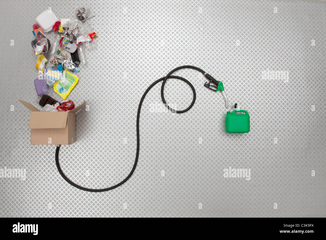 Industrial hose connected to cardboard box Stock Photo - Alamy