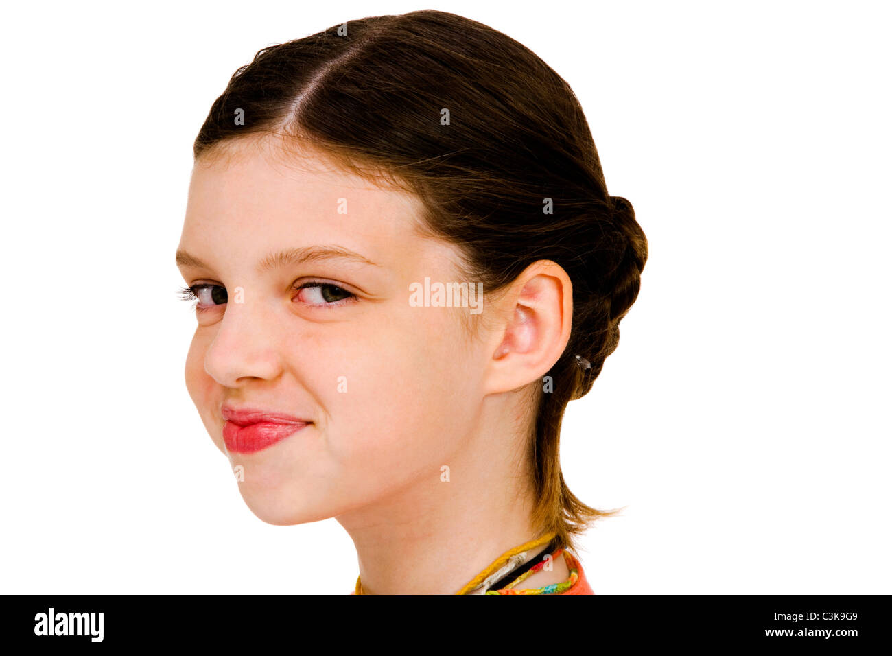 Happy girl posing isolated over white Stock Photo - Alamy