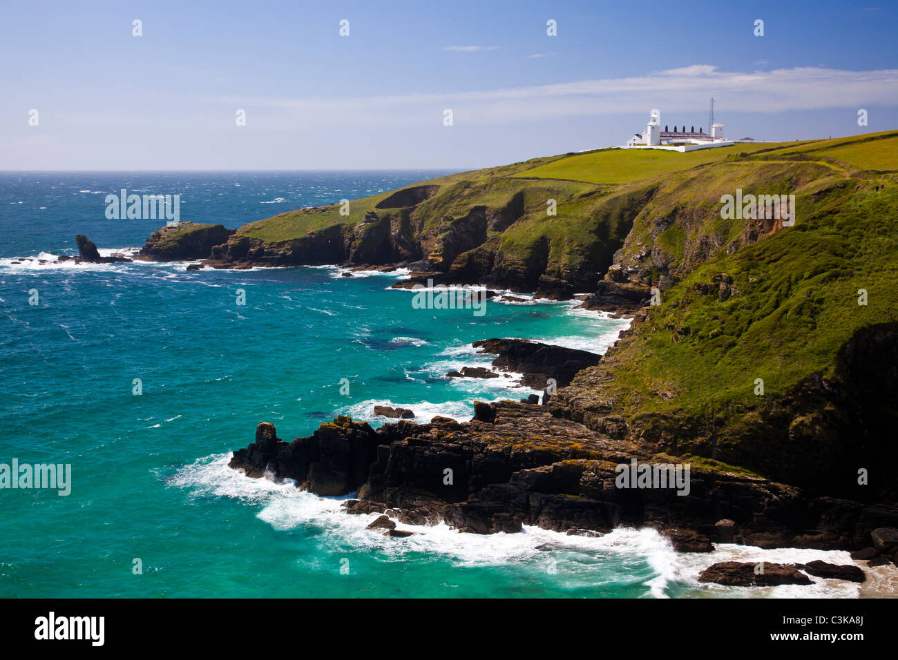 Beautiful sunny day at Housel Bay Cornwall England with Lizard Point in ...