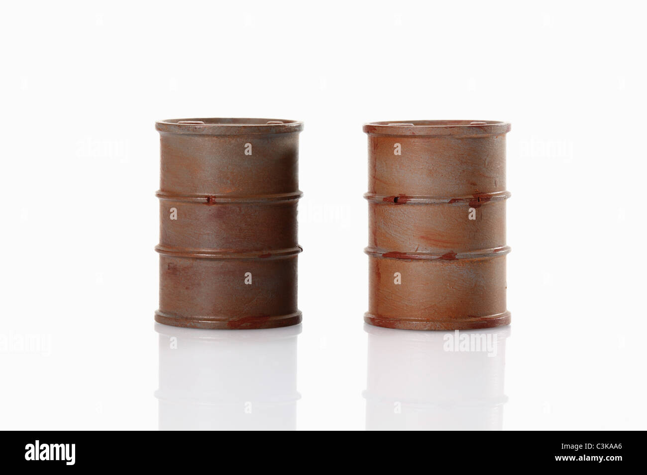 Two barrels on white background Stock Photo - Alamy
