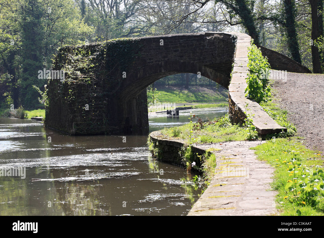 Skew bridge over the canal. Aberdulais canal basin, Neath, South Wales ...