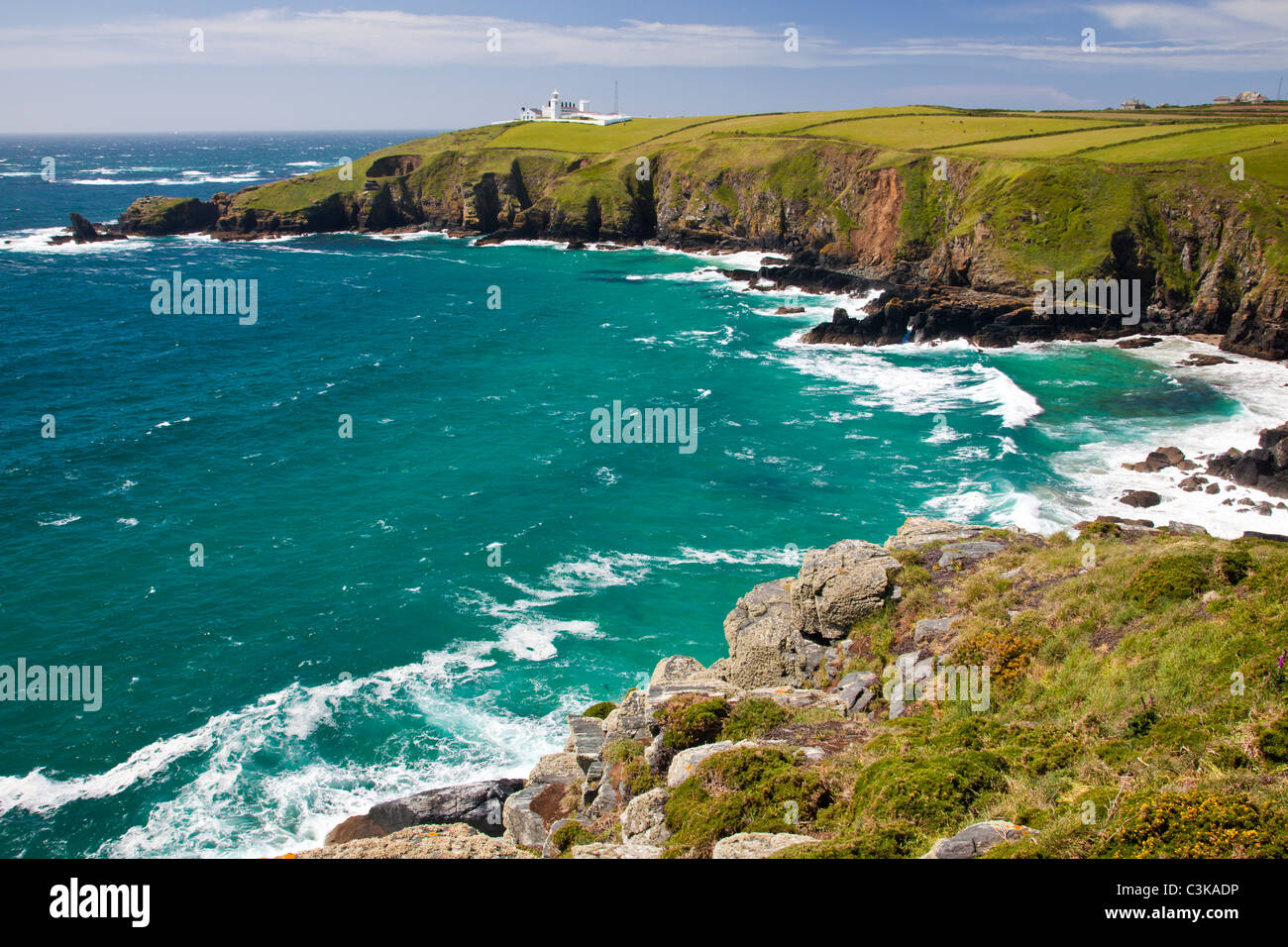 Beautiful sunny day at Housel Bay Cornwall England with Lizard Point in ...