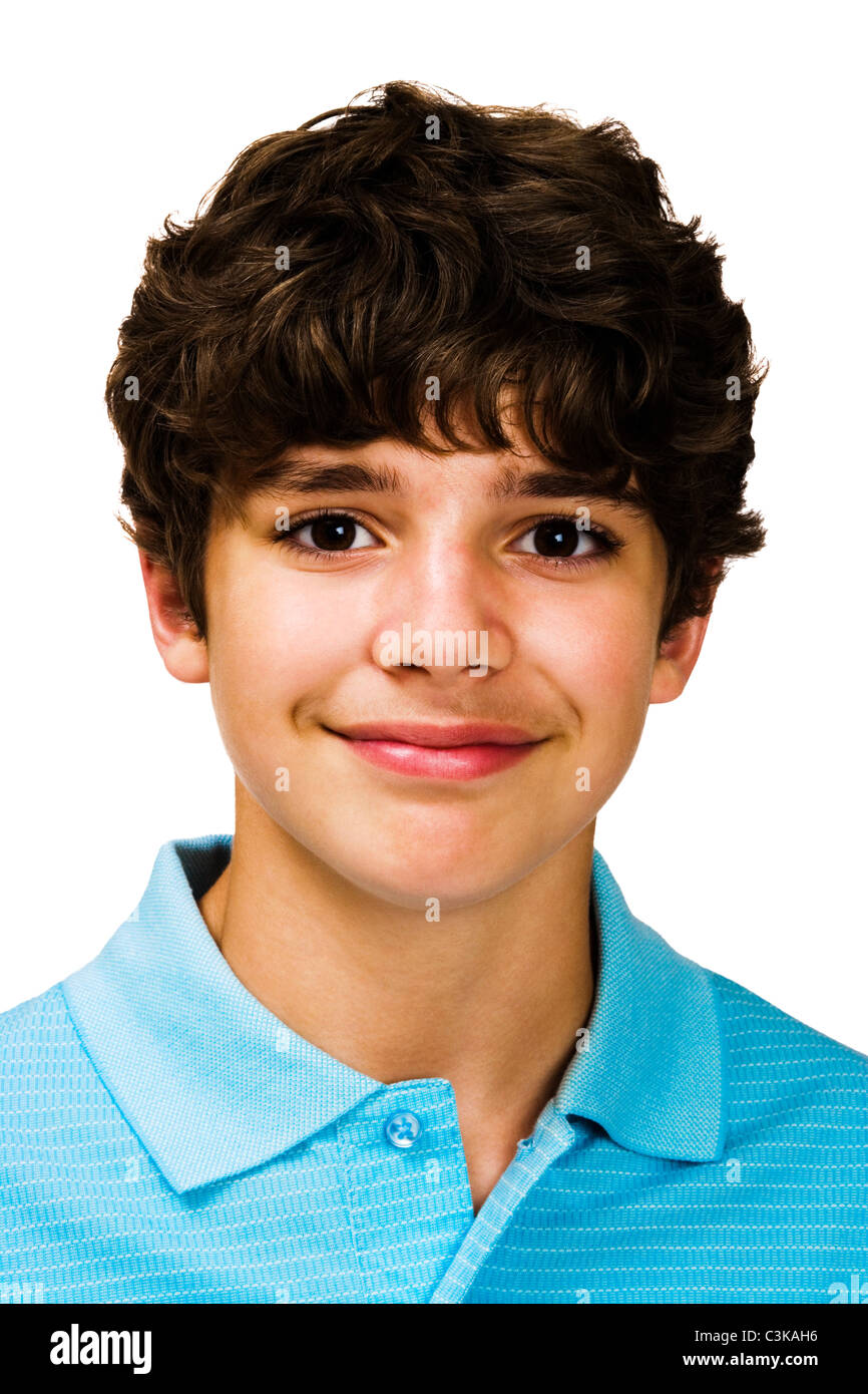 Smiling boy posing isolated over white Stock Photo - Alamy