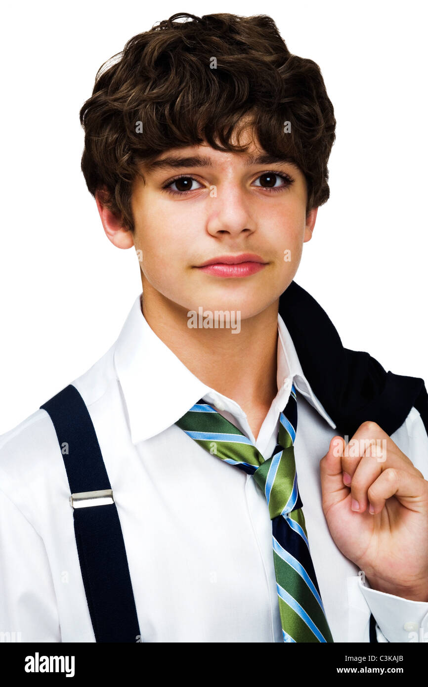 Smiling boy posing isolated over white Stock Photo - Alamy
