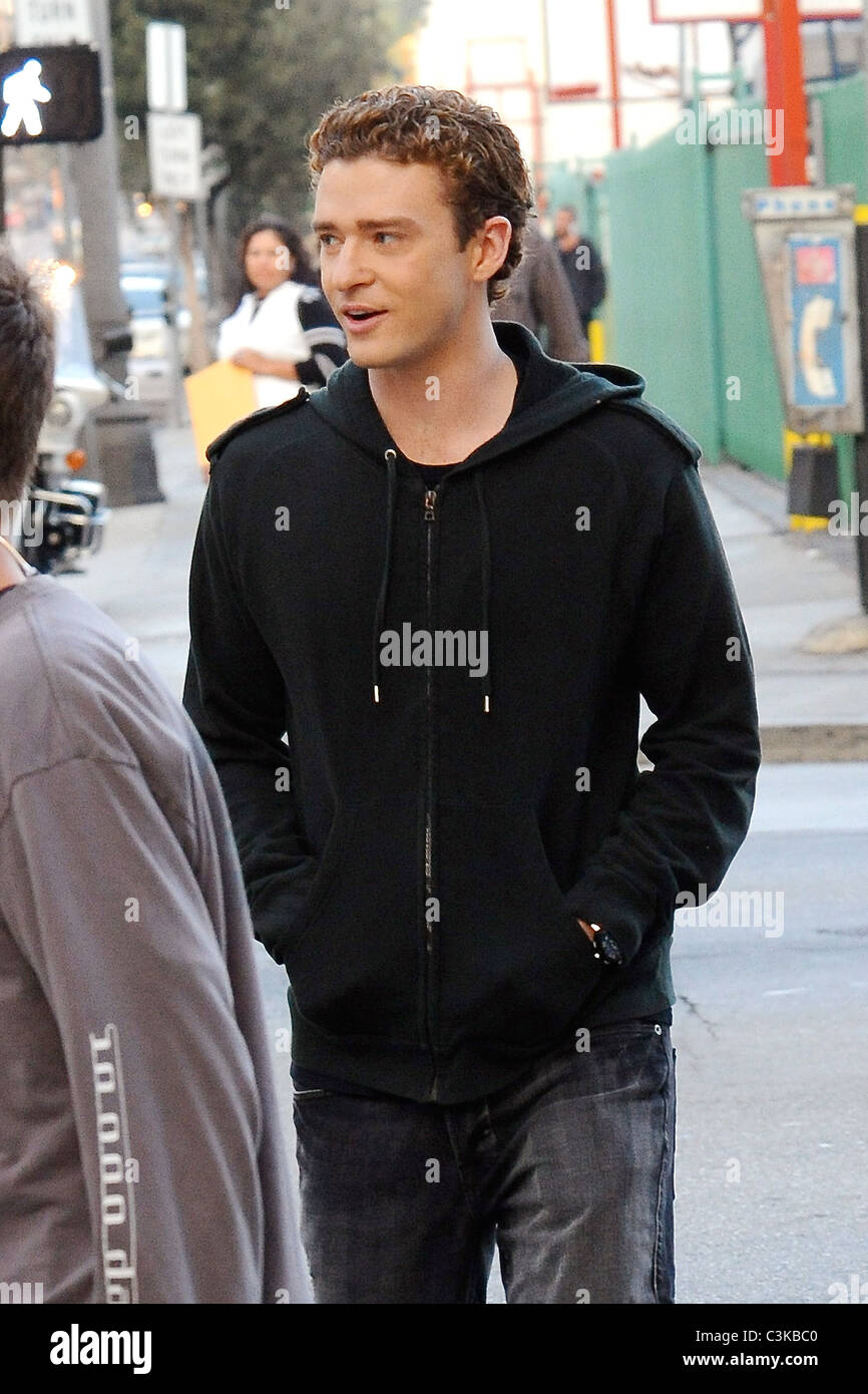 Justin Timberlake wearing all black, on his way to the set of his new ...