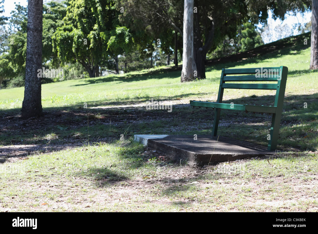 Single Bench in the Bushland Park Stock Photo - Alamy