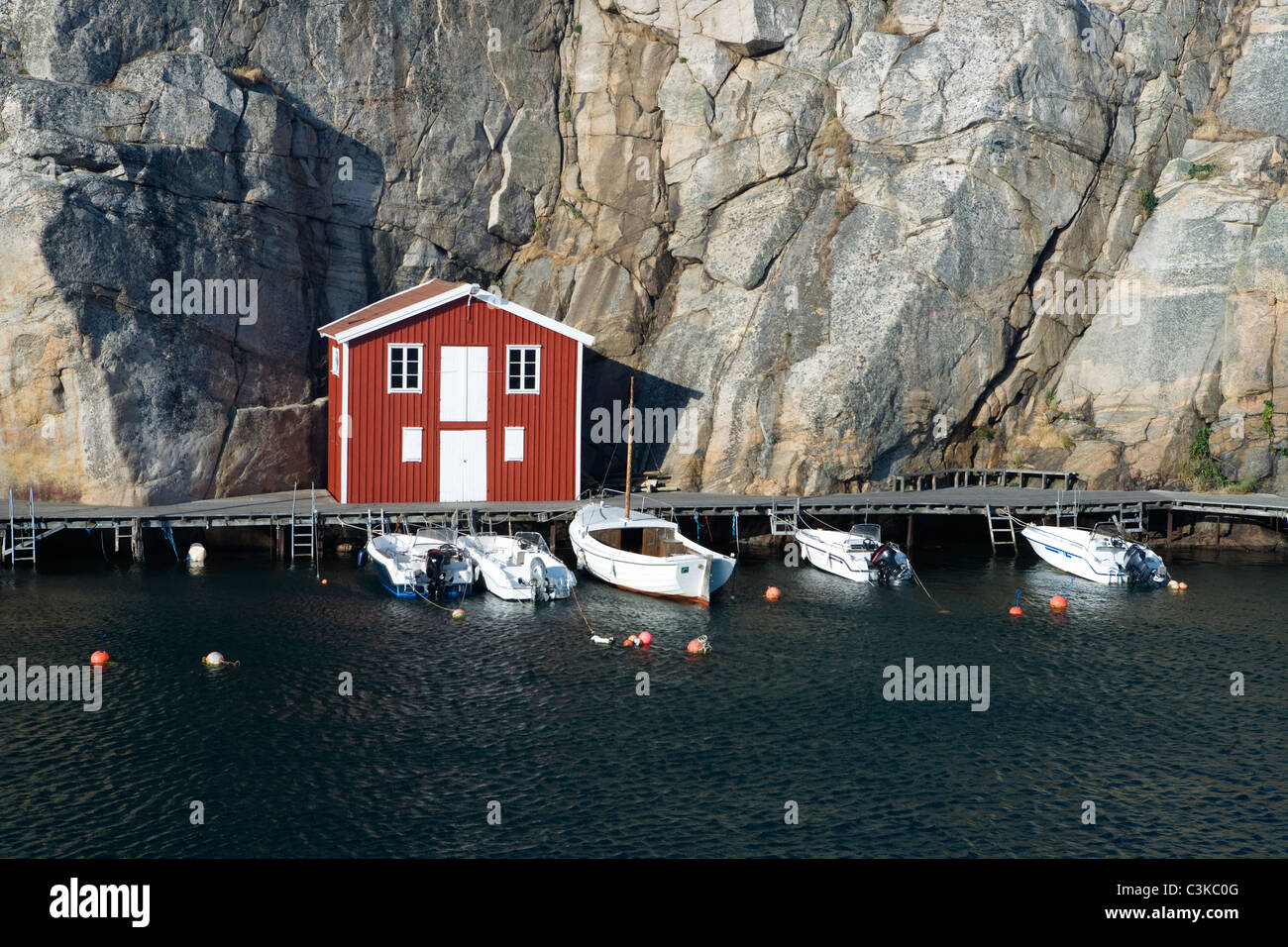 Boats and a fishing hut, Smogen, Bohuslan, Sweden Stock Photo - Alamy