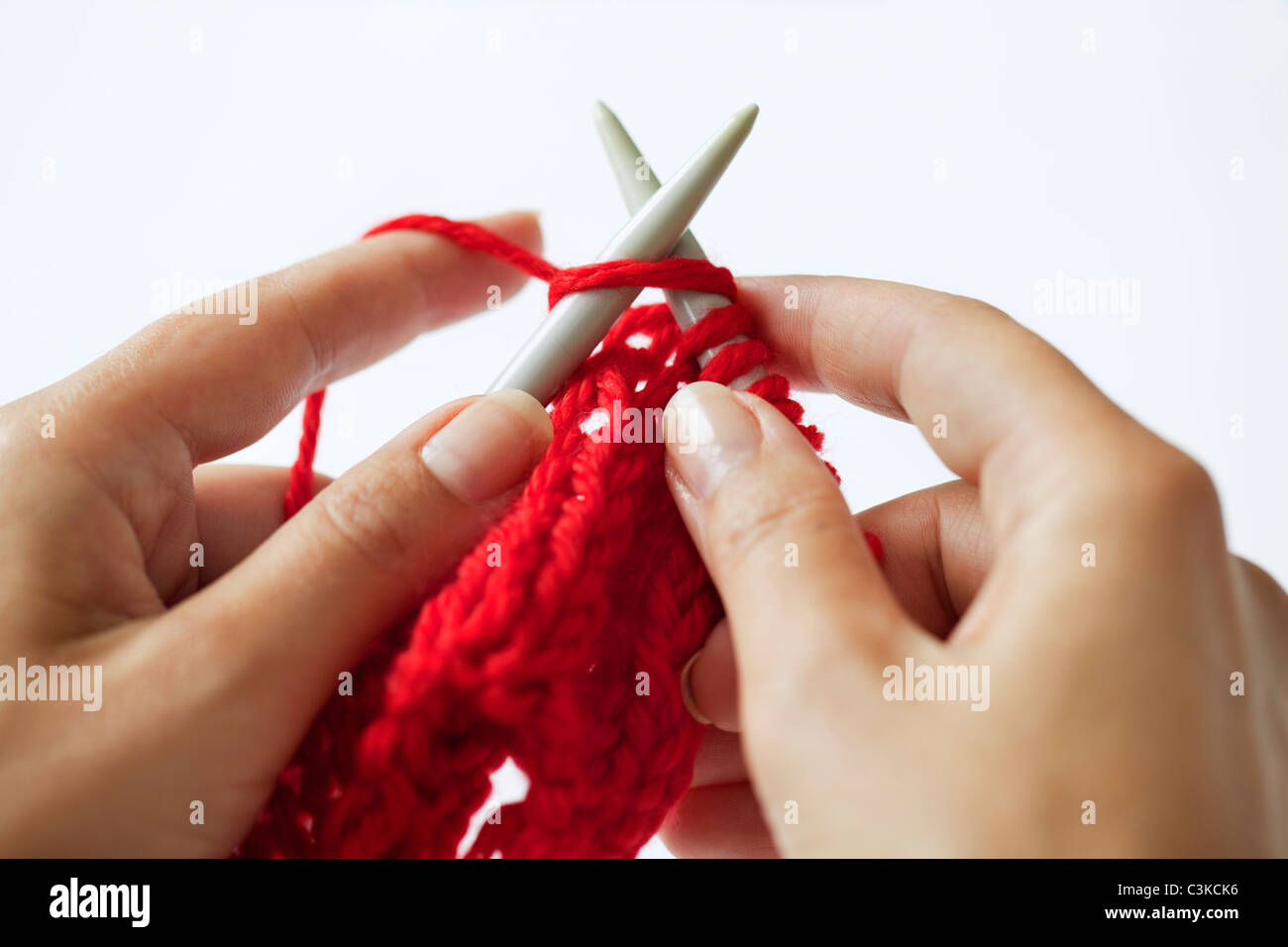 Woman knitting, close-up Stock Photo - Alamy