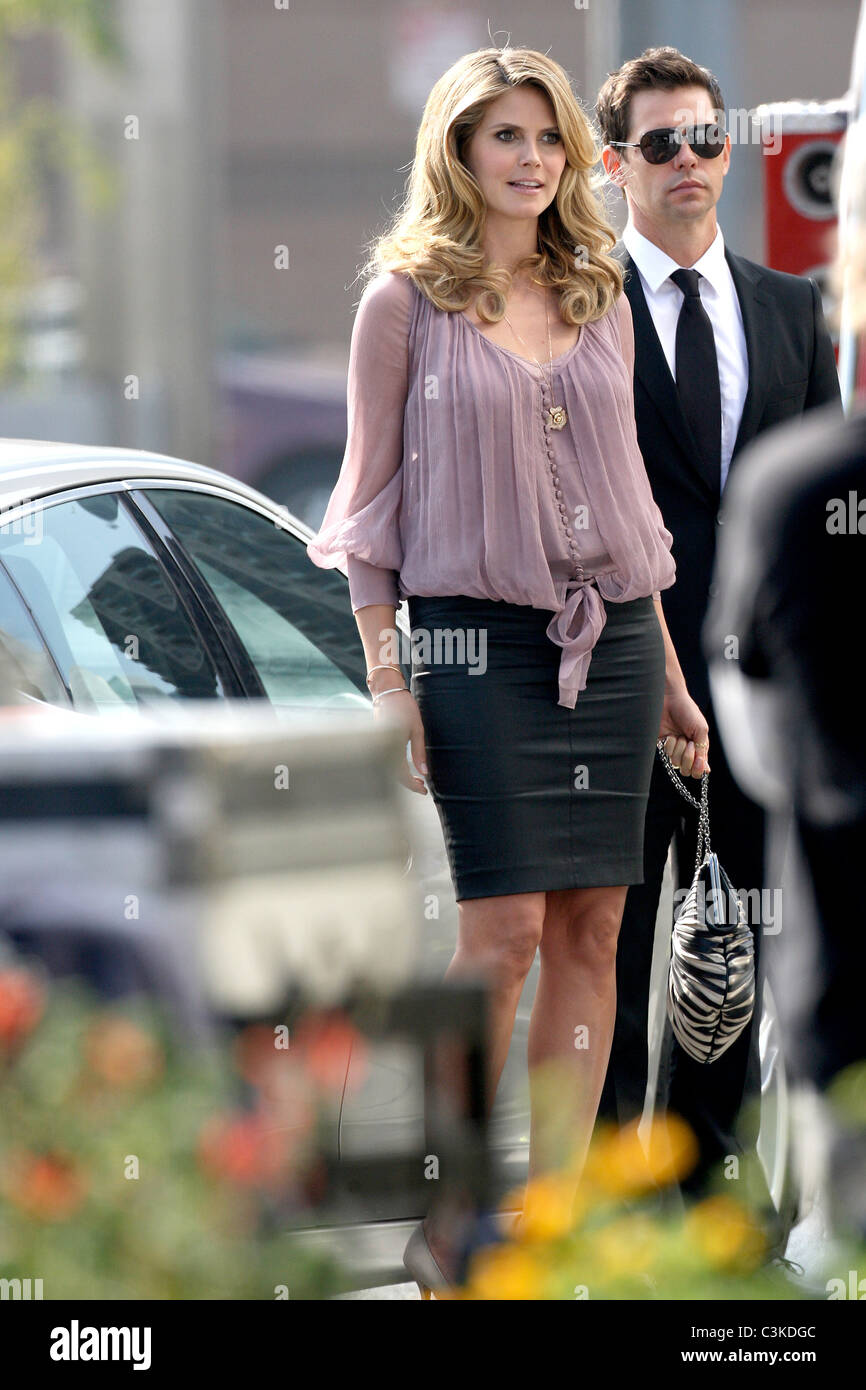 Heidi Klum Shooting A Commercial For The German Hair Care Company Drei Wetter Taft Los Angeles