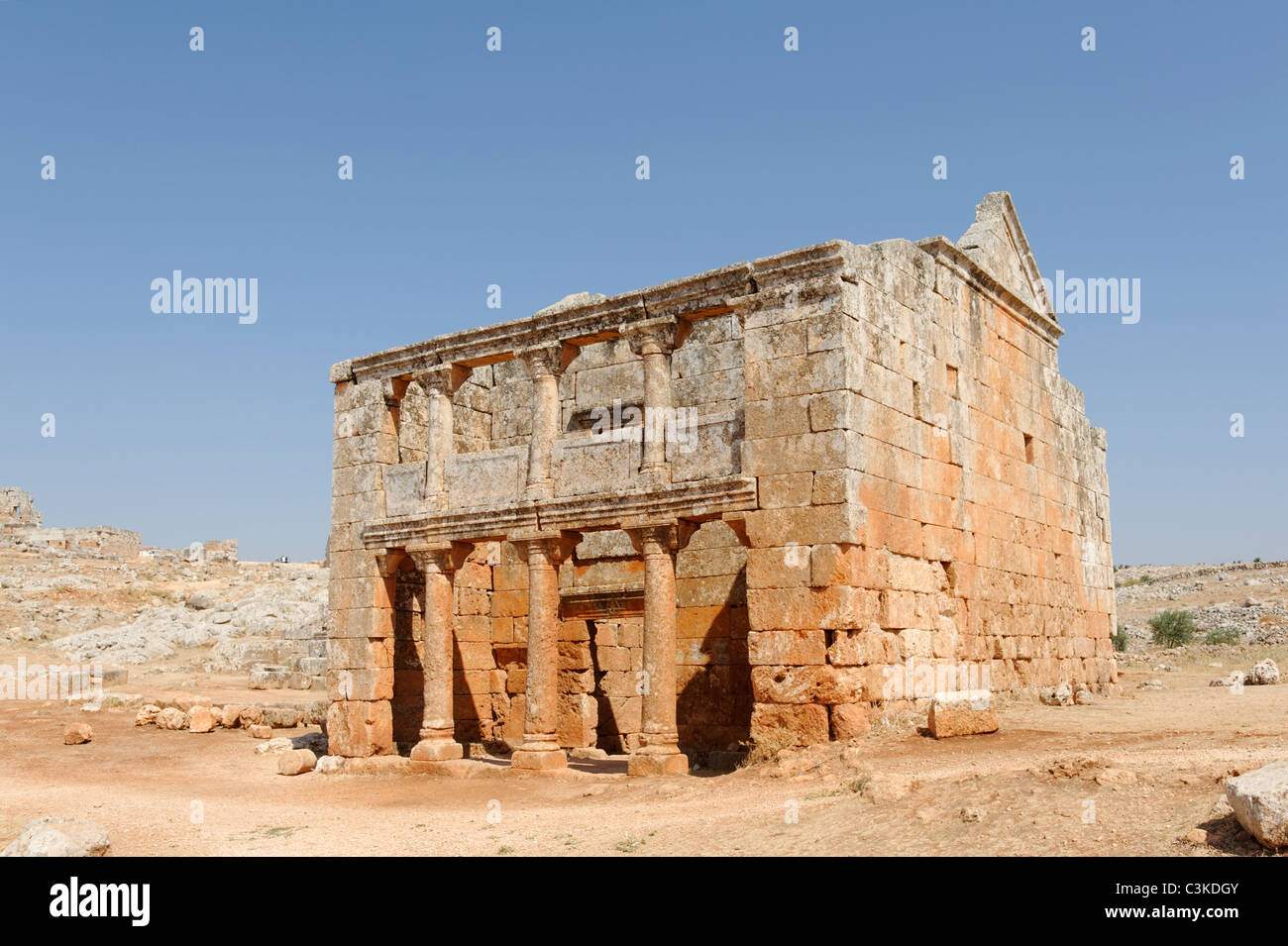 The Andron or mens meeting hall with its columned double portico at the ...