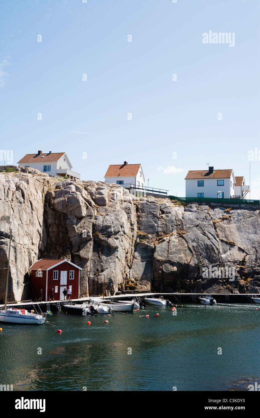 Fishing huts and houses by the ocean, Smogen, Bohuslan, Sweden Stock ...