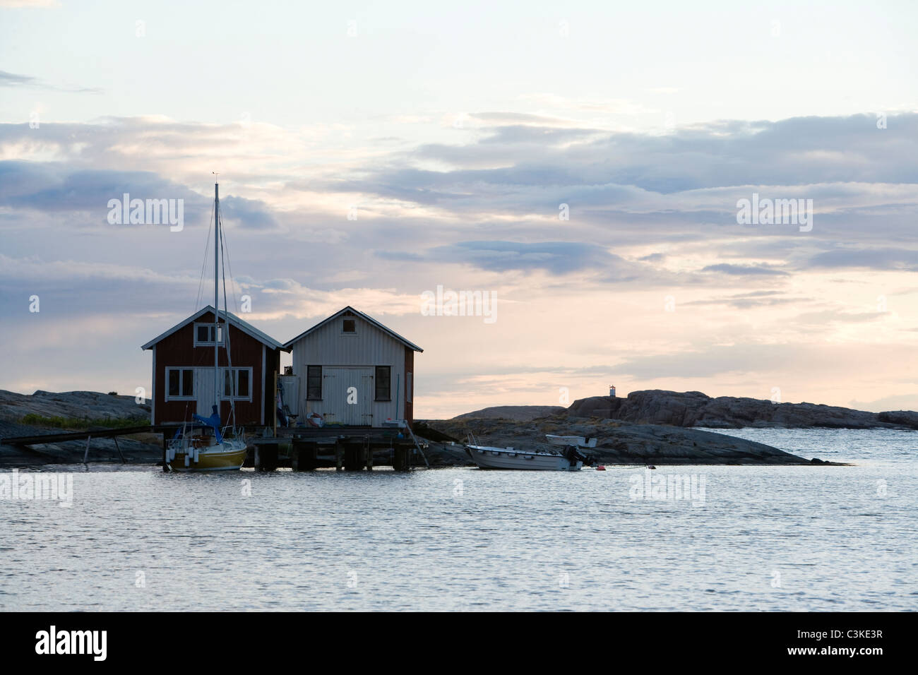 Fishing huts by the ocean, Smogen, Sweden Stock Photo - Alamy