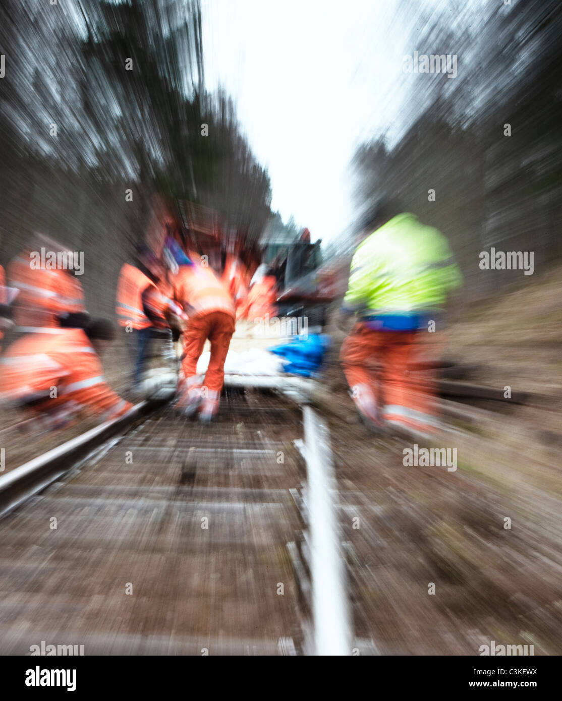 Men working on railroad track hi-res stock photography and images - Alamy