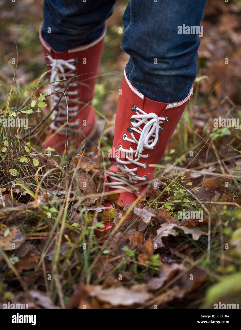 Legs in jeans gumboots hi-res stock photography and images - Alamy