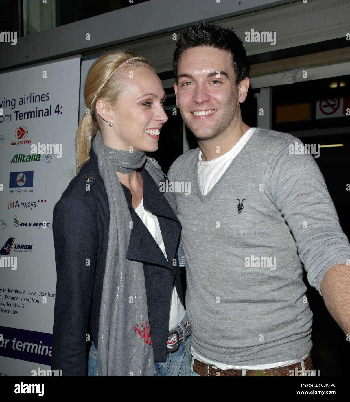 Camilla Dallerup and her fiance Kevin Sacre arriving at at Heathrow ...