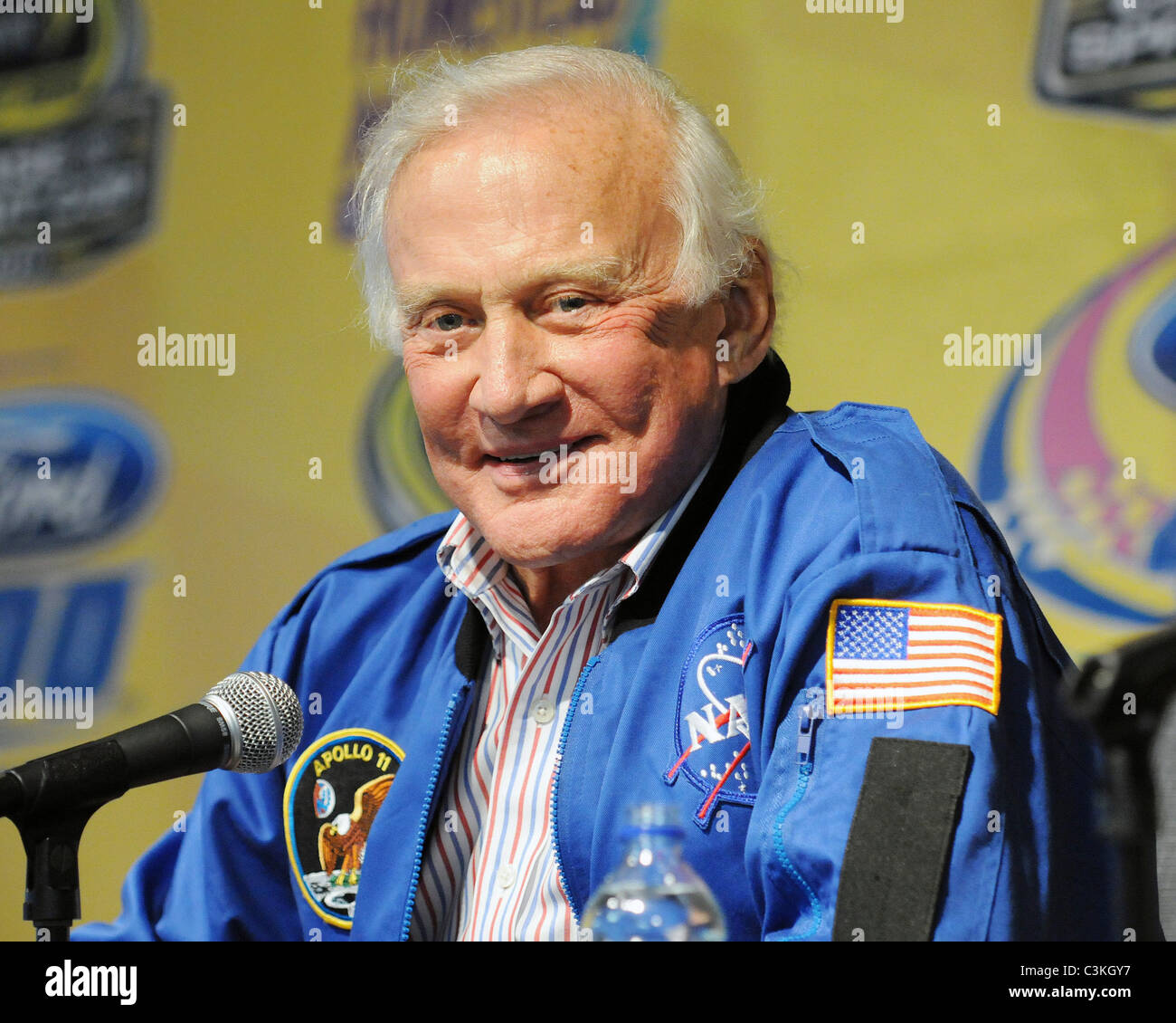 Astronaut Buzz Aldrin appears as the Grand Marshall for the Ford 400 at ...