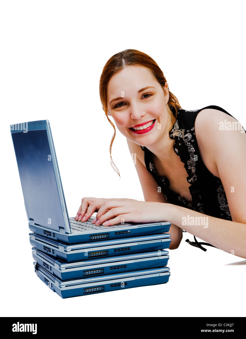 Caucasian woman smiling using hi-res stock photography and images - Alamy