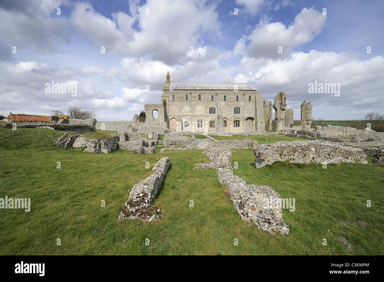 Binham Priory, remains of benedictine priory Showing the priory church ...