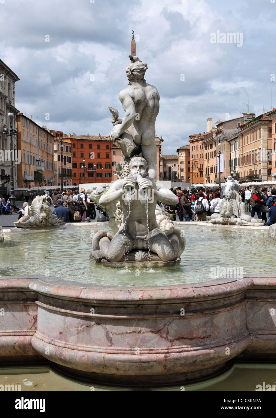 One of the fountains in Piazza Navona, Rome, Italy Stock Photo - Alamy