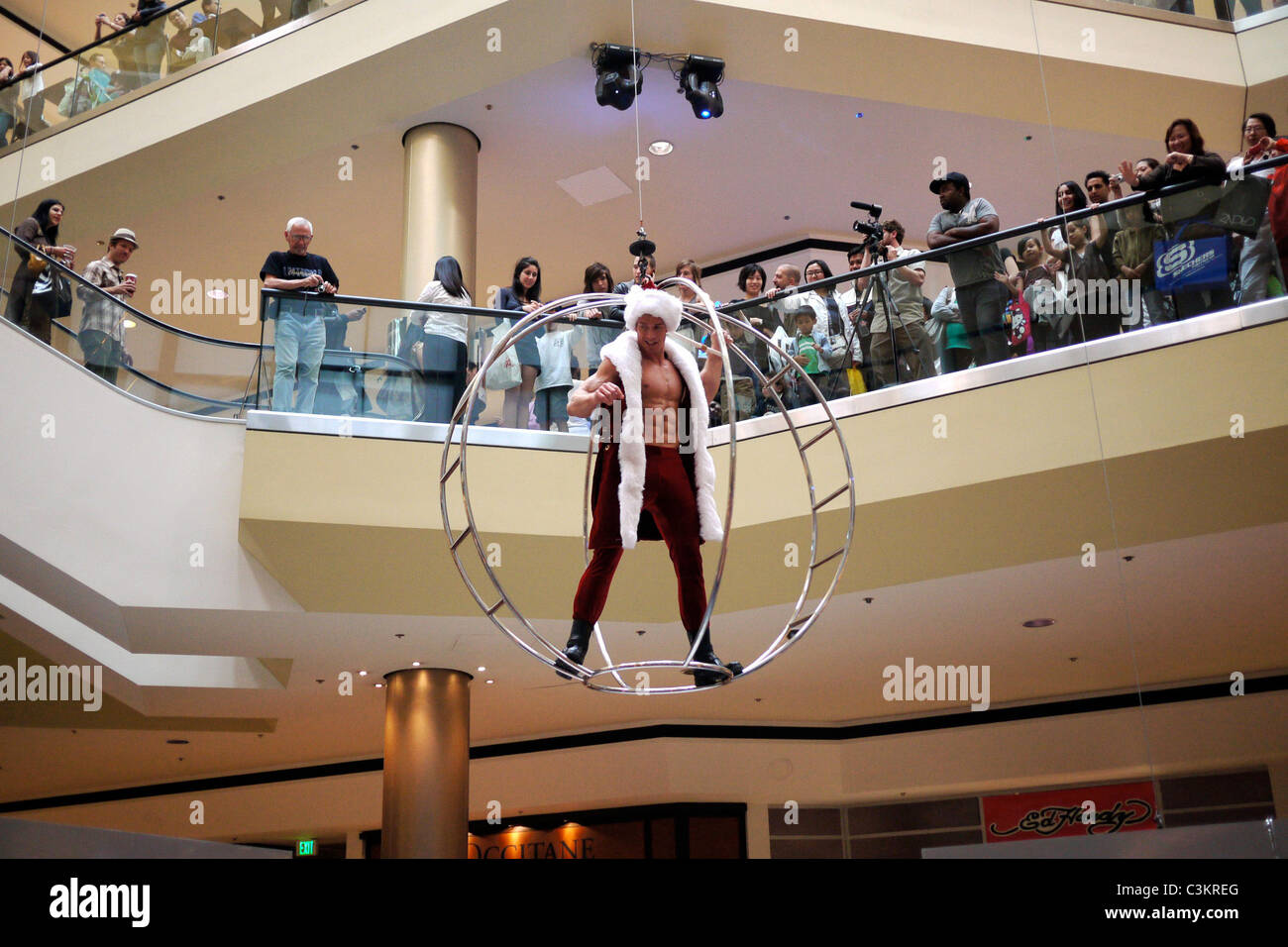 Atmosphere Hunky Santa and the Candy Cane Dancers performing routines ...