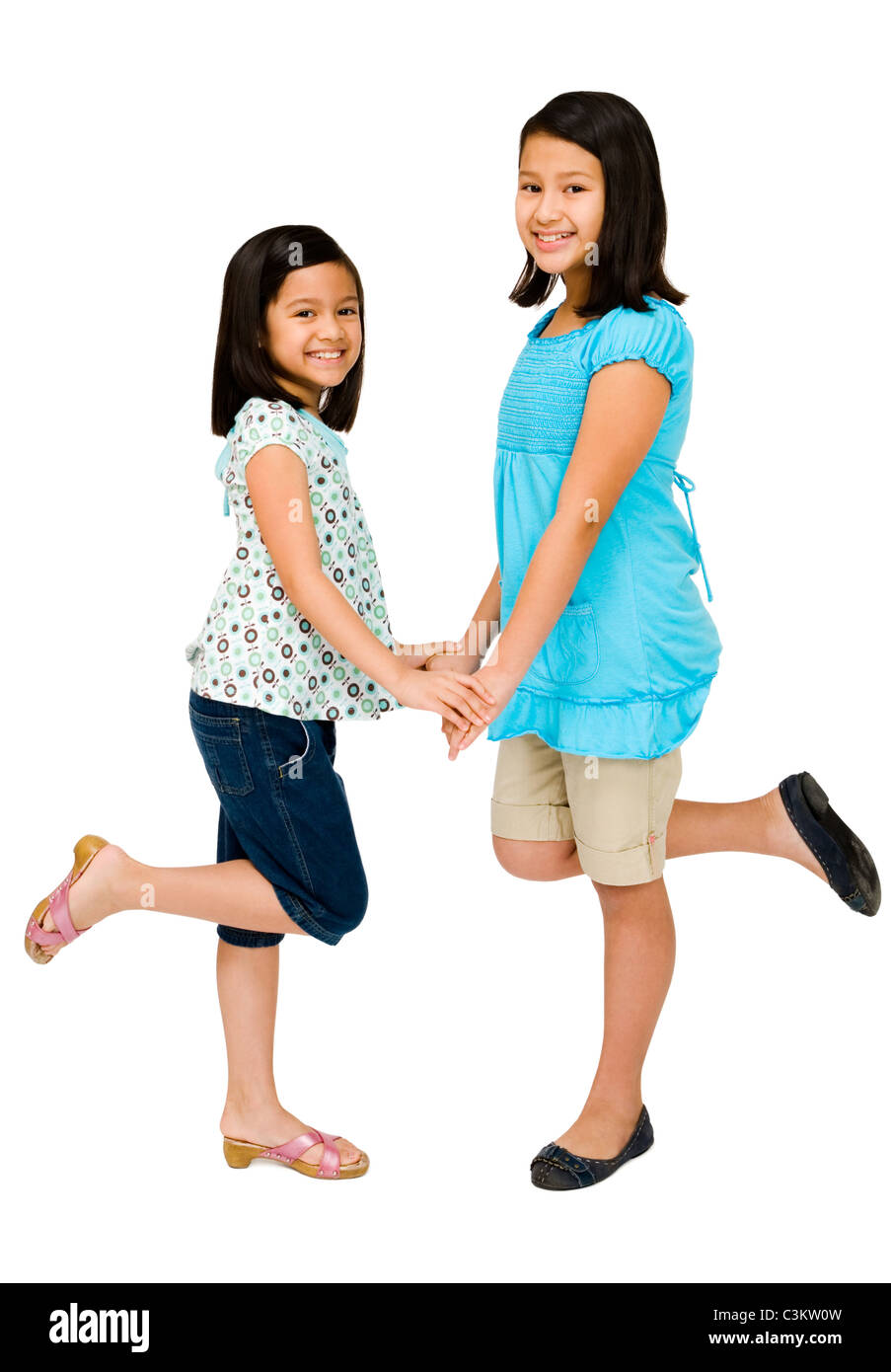 Children playing and smiling together isolated over white Stock Photo ...