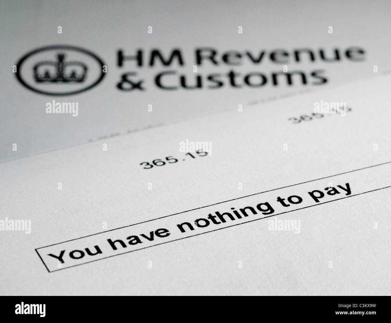 HMRC Customs Excise letter. Nothing to pay Stock Photo - Alamy