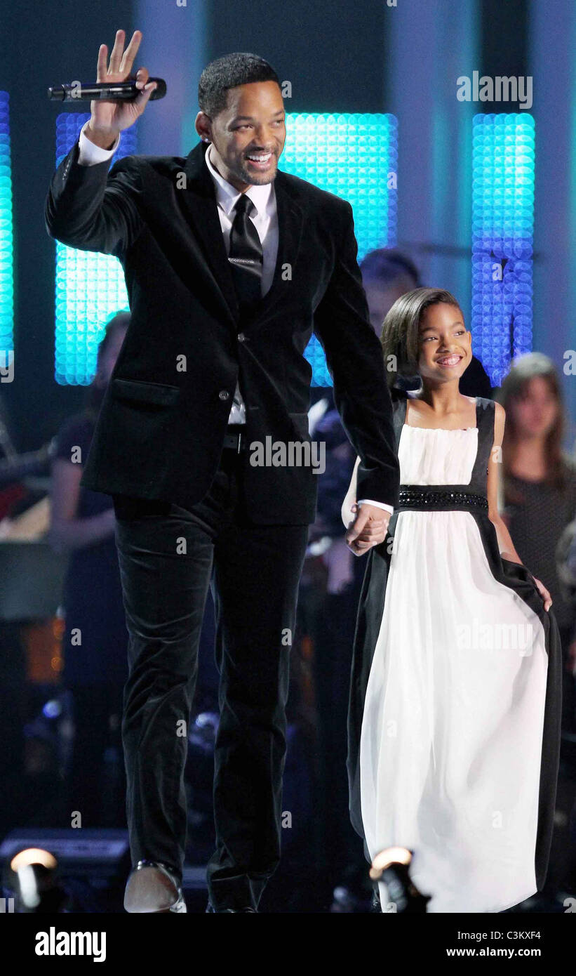 Hosts Will Smith and daughter Willow on stage of the Nobel Peace Prize ...