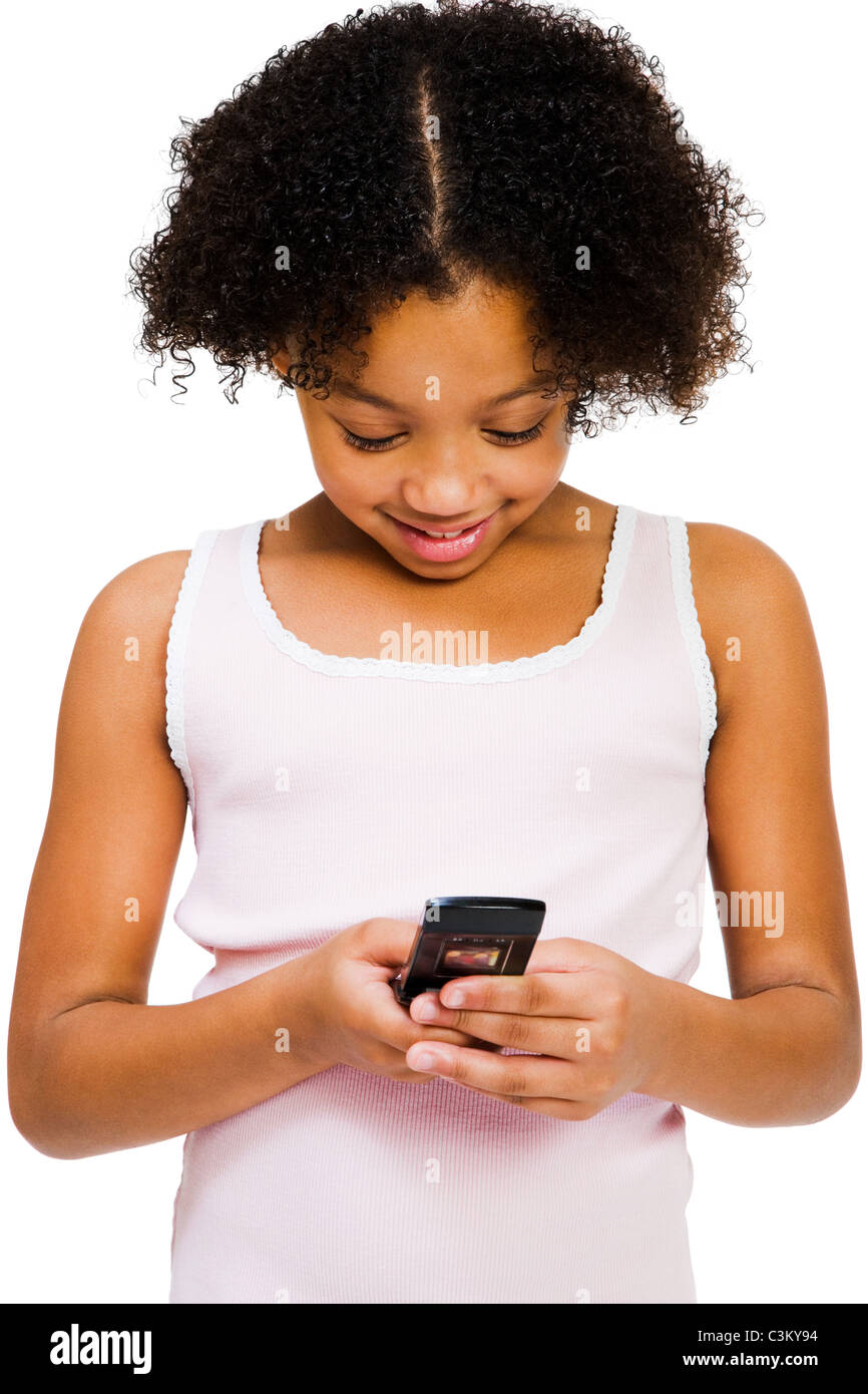 African american tween girl phone hi-res stock photography and images ...