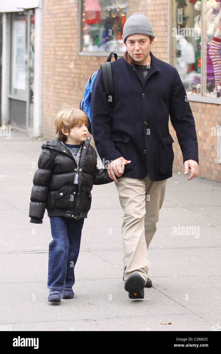 Matthew Broderick walks his 7-year-old son, James Wilkie, to school New ...