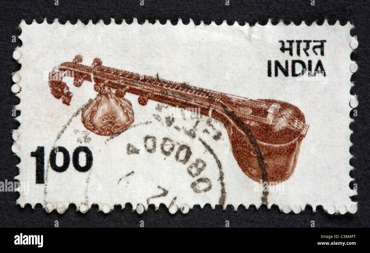 Indian postage stamp sitar hi-res stock photography and images - Alamy