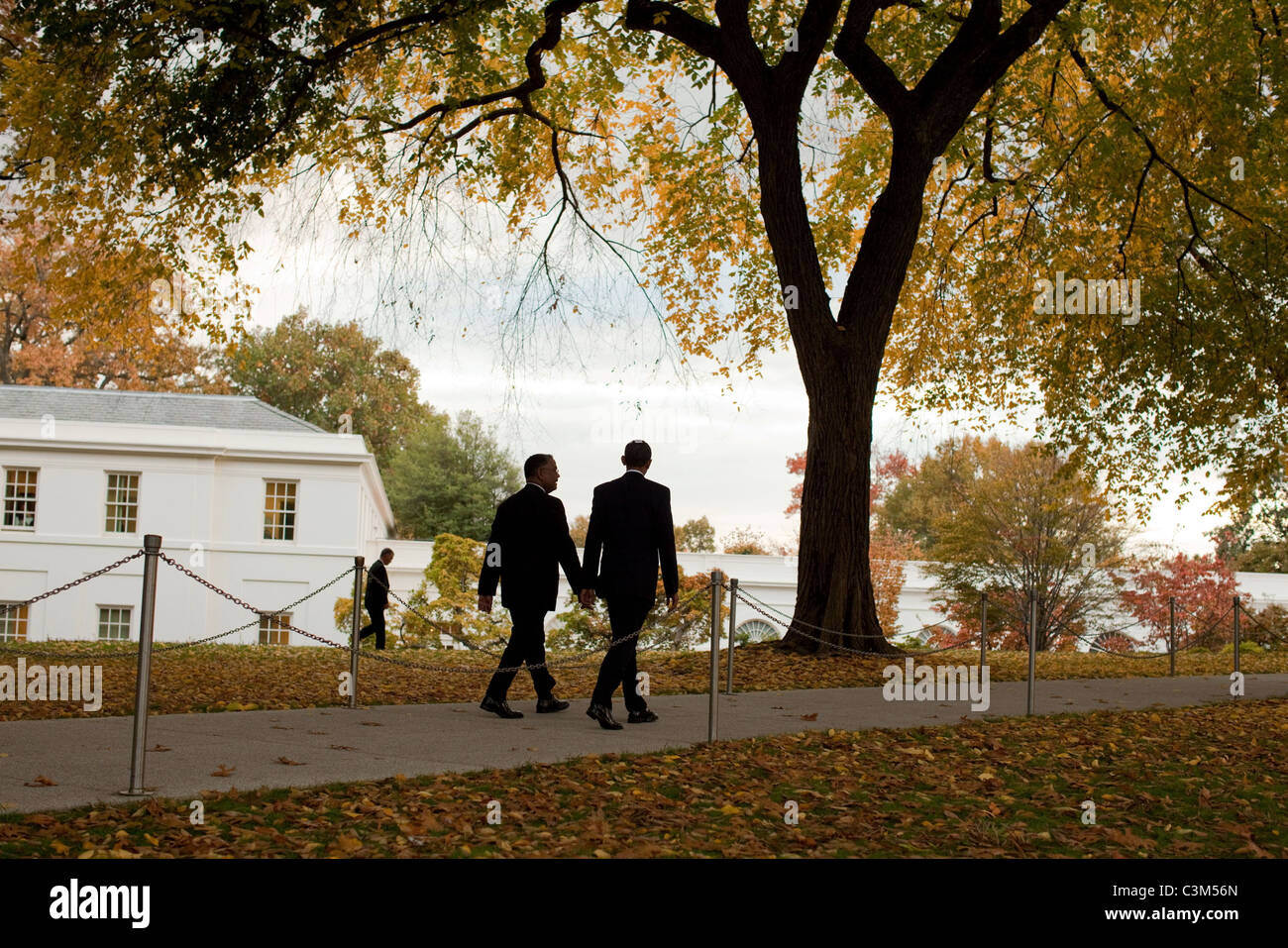 President Barack Obama walks with White House Chief Usher Rear Admiral ...