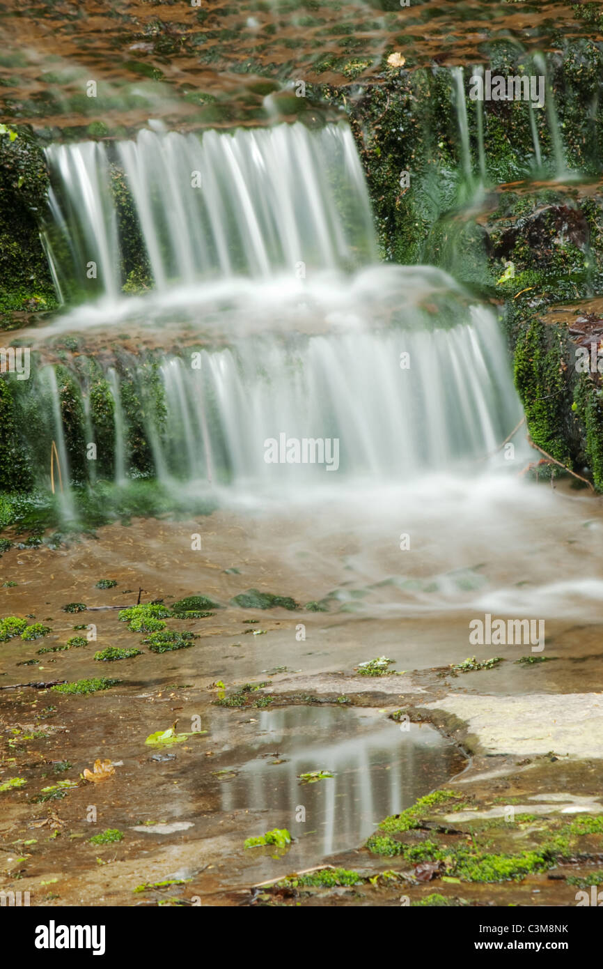 Waterfall and reflection, Derbyshire, UK Stock Photo - Alamy