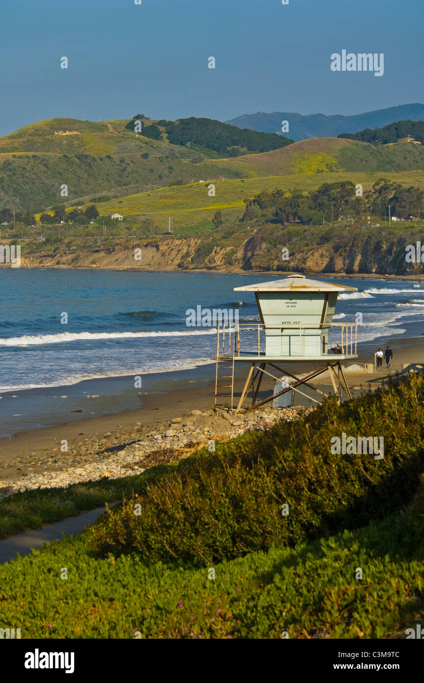 Coastal green hills in spring from el capitan state beach hi-res stock ...
