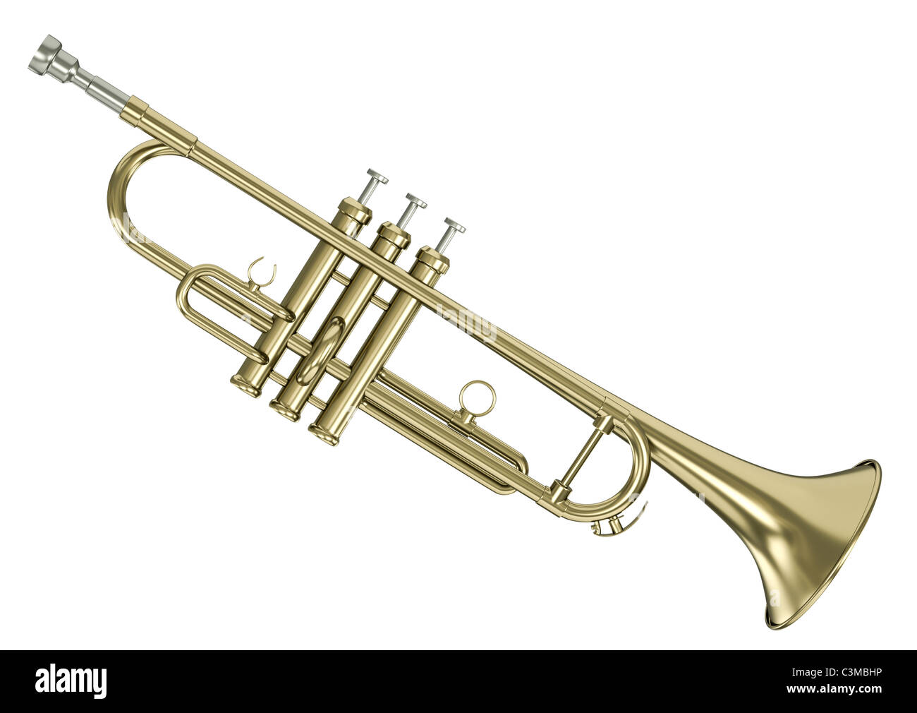 Trumpet isolated on a white background. 3D rendered illustration Stock ...