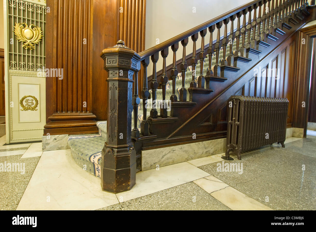 Staircase inside historic Pioneer Courthouse Portland Oregon Stock ...