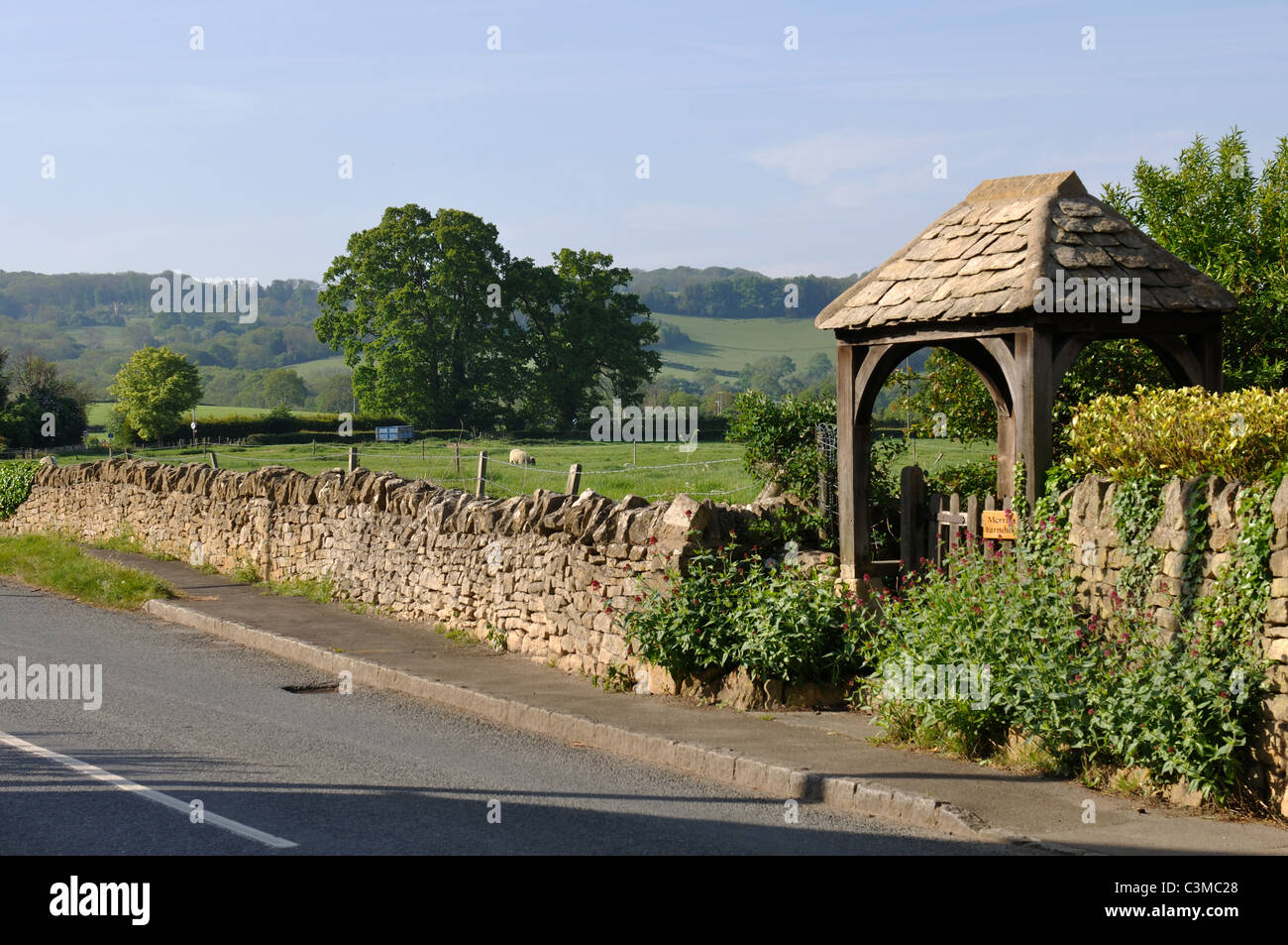 Cotswold landscape from Weston Subedge village, Gloucestershire ...