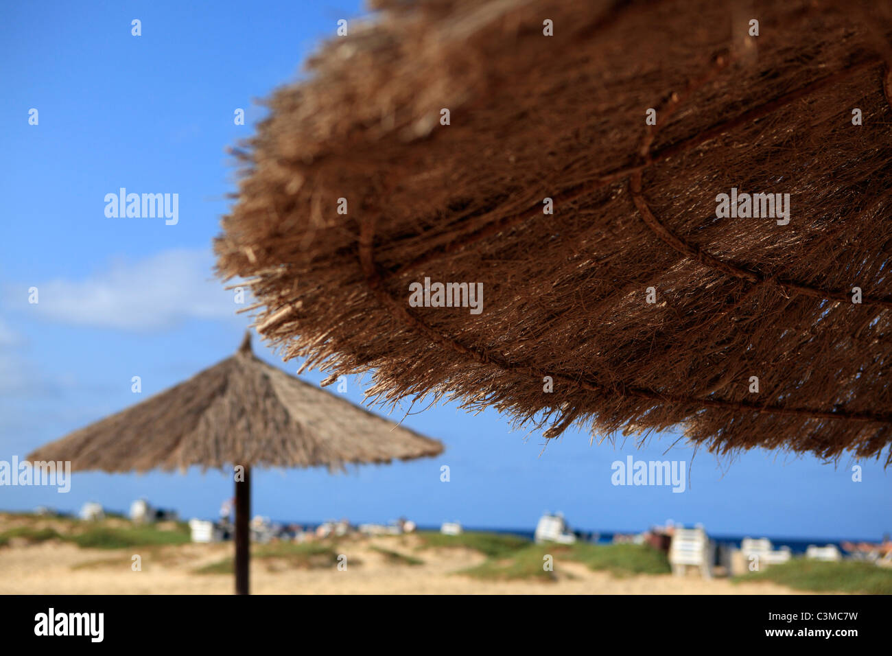 Africa, Cape Verde, Santa Maria, View of palapa on sal island Stock ...