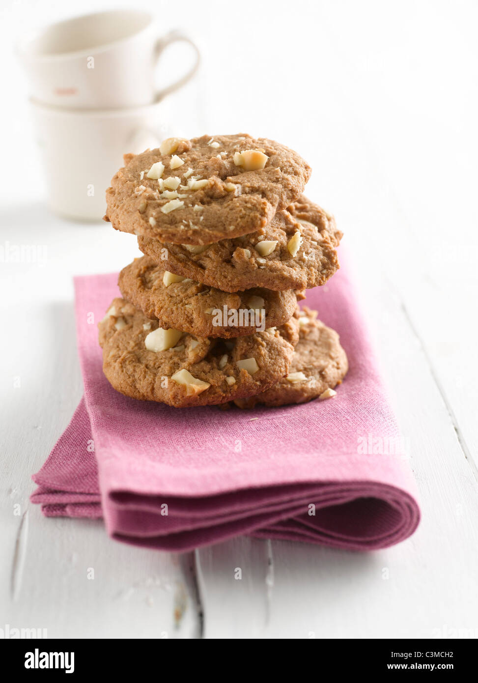 Stack of nut cookies on napkin Stock Photo - Alamy