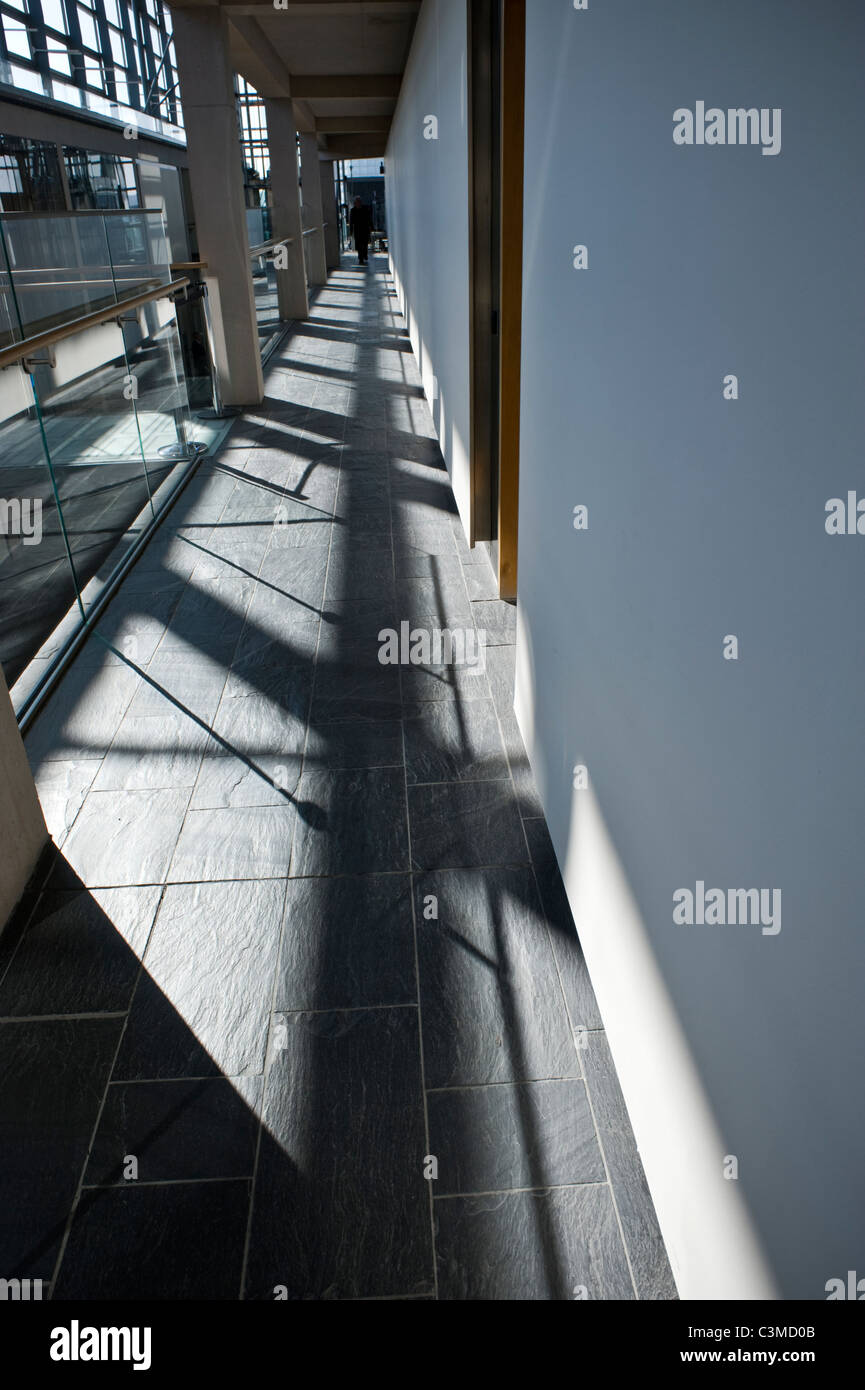 Interior corridor with Welsh slate floor in National Assembly for Wales ...