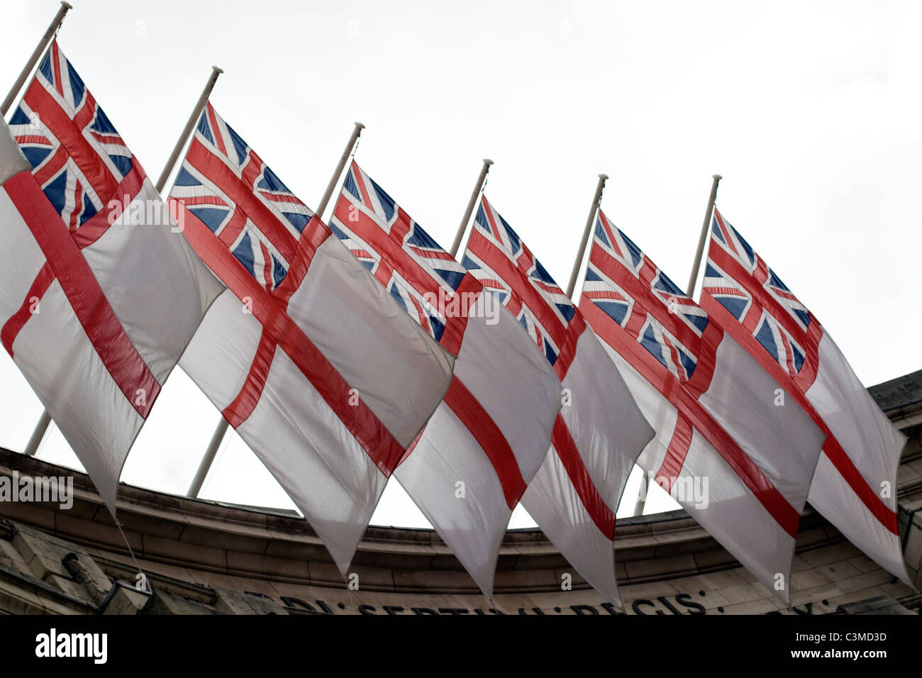 Saint georges flag with the union jack flying hi-res stock photography ...