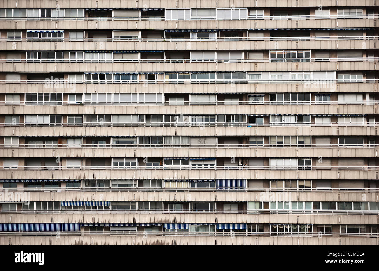Facade of a building block in Valladolid Spain Stock Photo - Alamy