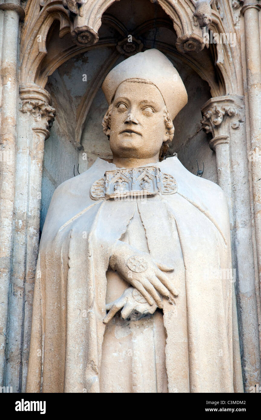A statue on the Cathedral Saint Andre in the City of Bordeaux, France ...