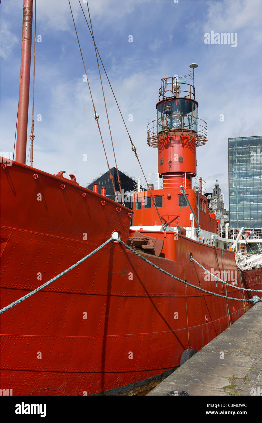 The red lightship Planet moored at Liverpool Albert Dock Stock Photo ...