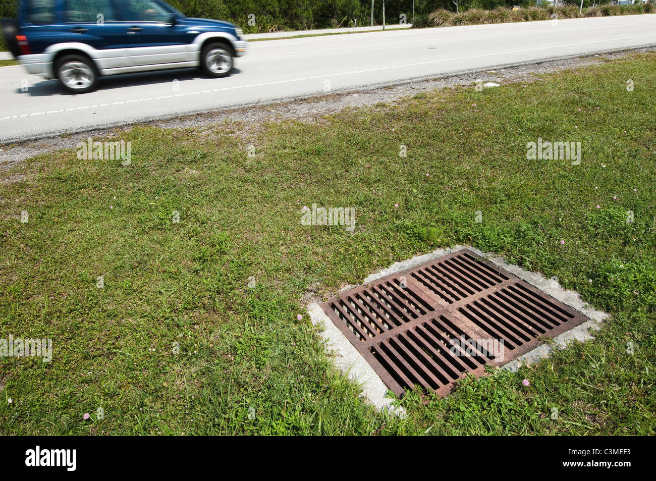 Roadside drainage to collect surface water runoff and prevent flooding ...