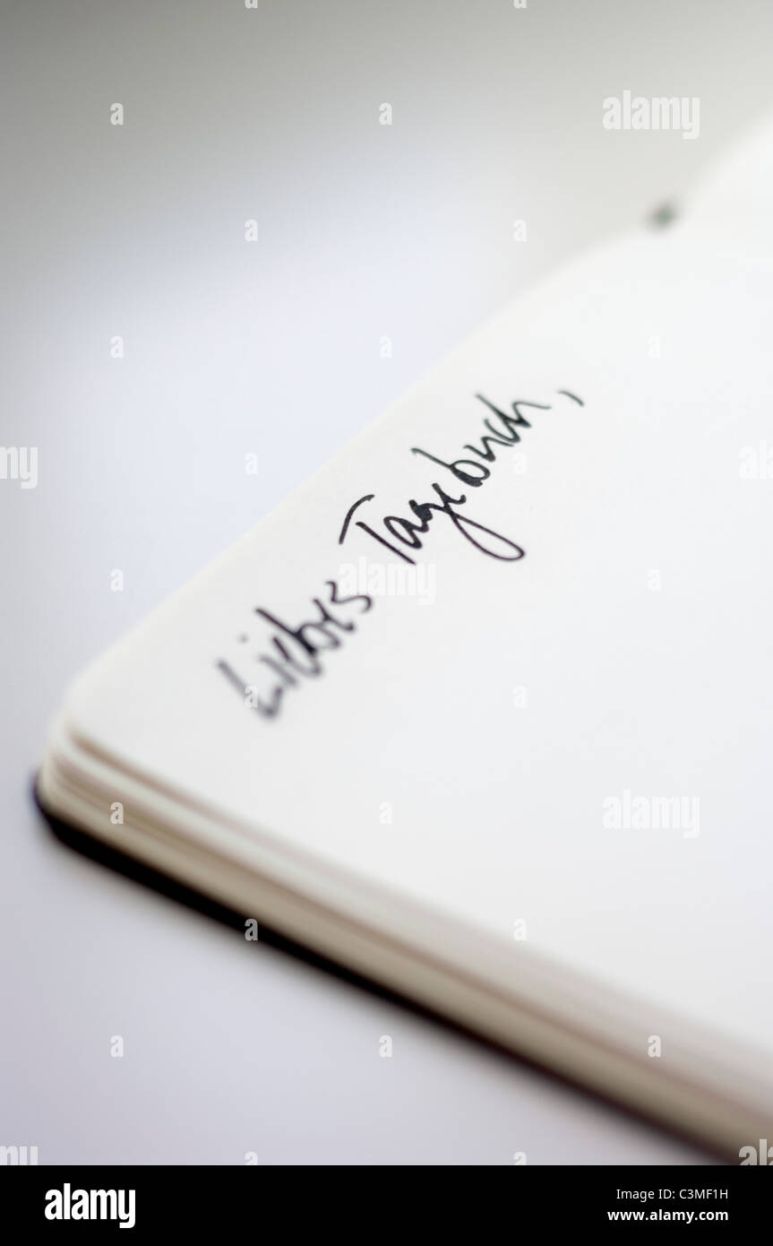 Text written in open diary, close up Stock Photo - Alamy